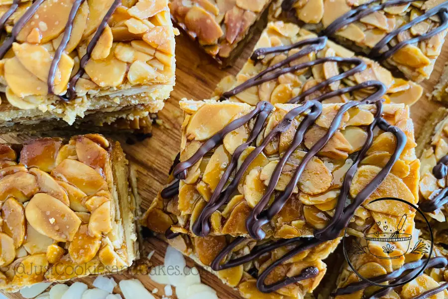 Caramel Almond Slice - Just Cookies and Cakes
